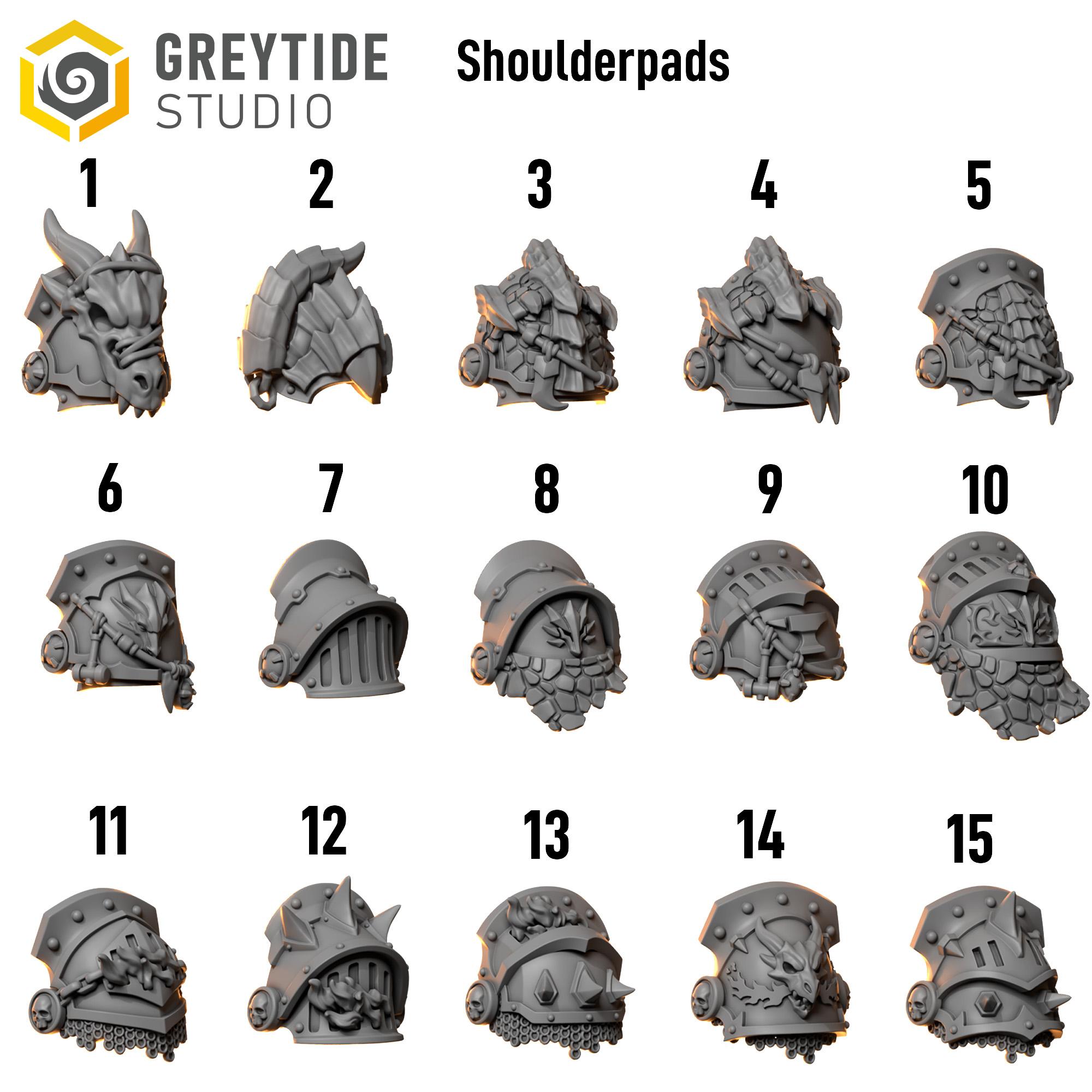 Shoulder Pads Set 1 | Fire Drakes | GreyTide Studios - Resin Forge ...